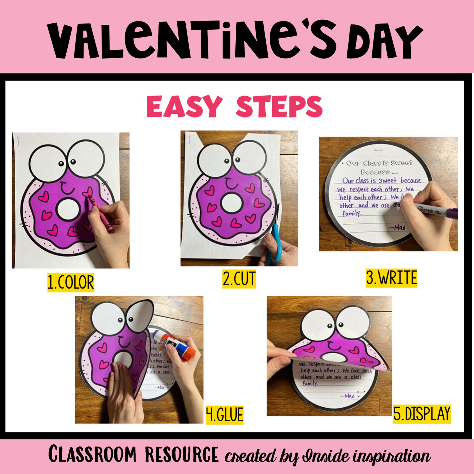 Valentine's Day Sweet Donut Themed Craftivity Bulletin Board Idea - Etsy