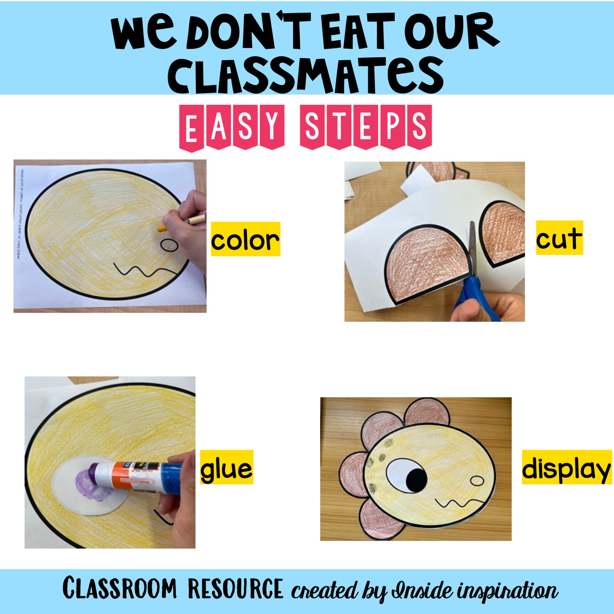 We Don't Eat Our Classmates Craftivity Craft Bulletin Board Idea - Etsy
