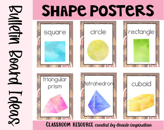 Boho Rainbow Theme Watercolor 2D and 3D Shape Posters - Etsy