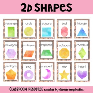 Boho Rainbow Theme Watercolor 2D and 3D Shape Posters - Etsy