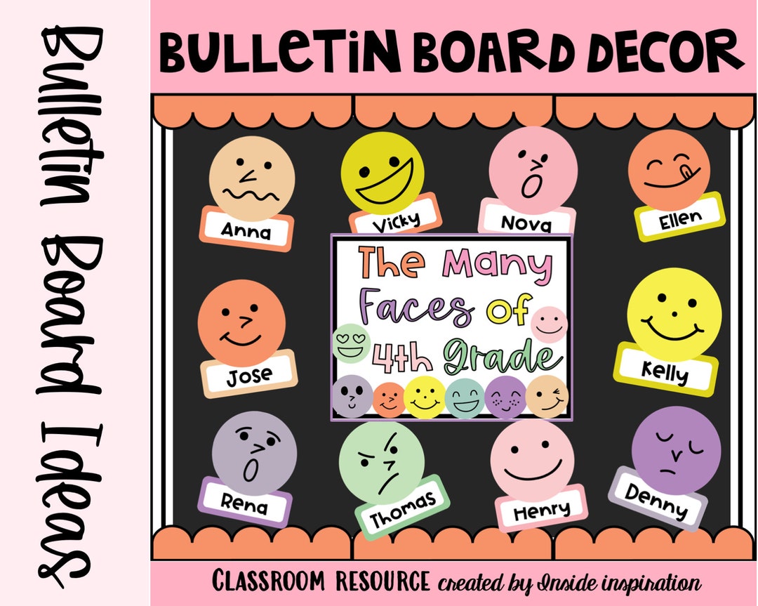 Pastel Color Emojis Name Tag Back to School Bulletin Board Door Decor ...