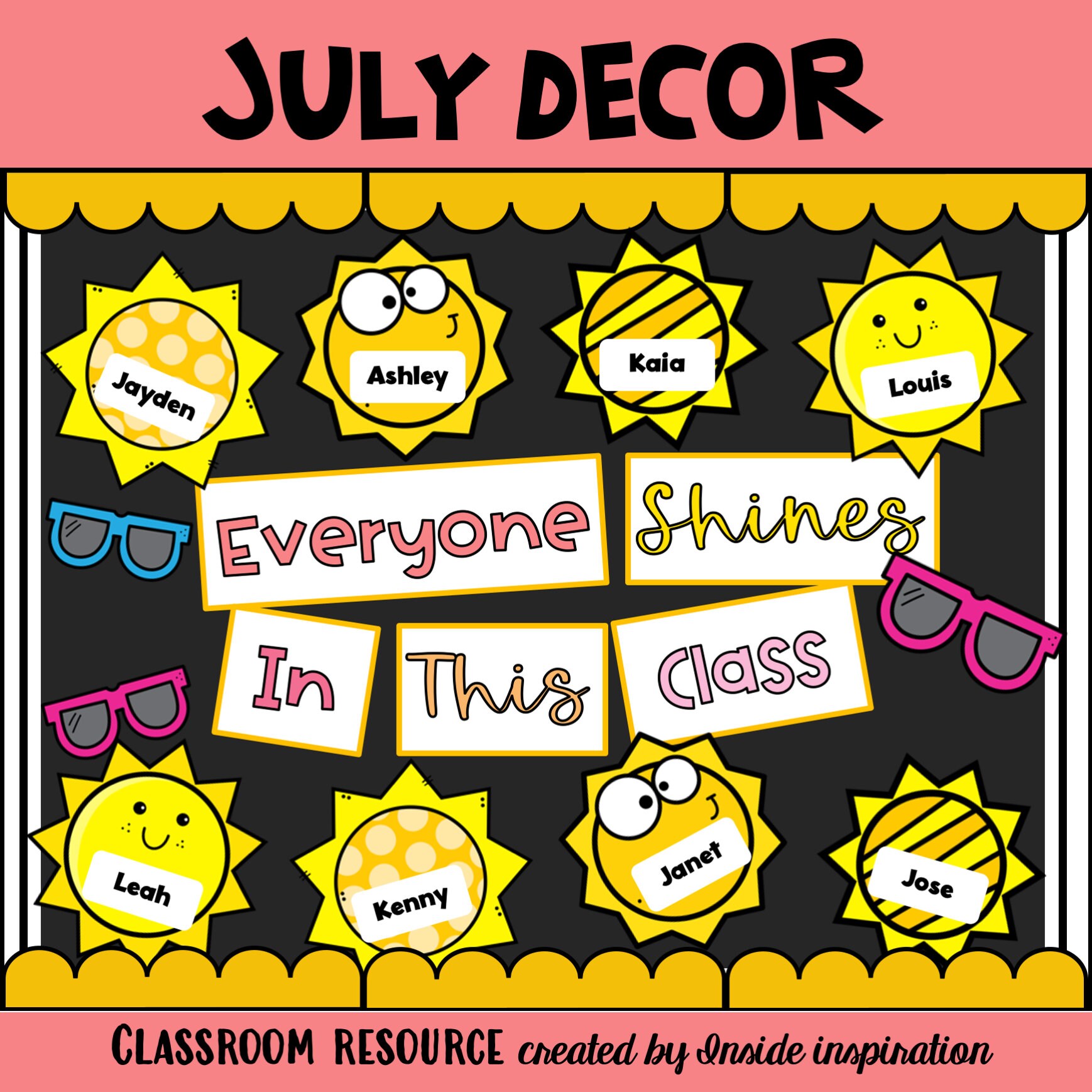 Shining Sun Themed Monthly Classroom Decor Bulletin Board Idea-july - Etsy