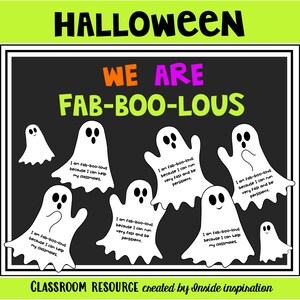 Halloween Ghost We Are Fab-boo-lous Simple Writing Bulletin Board Kit ...