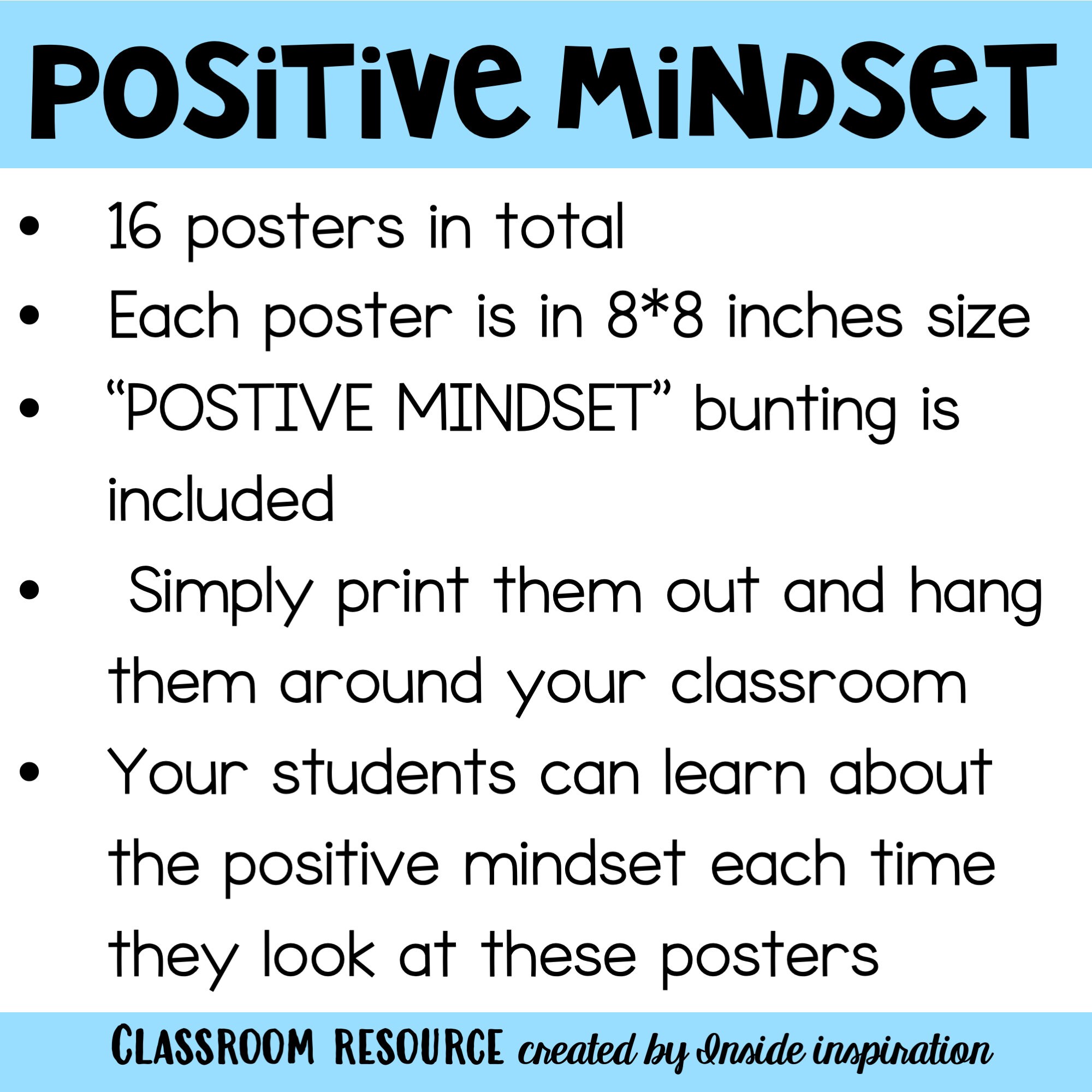 Minimalist Black and White Positive Mindset Posters Growth Mindset ...