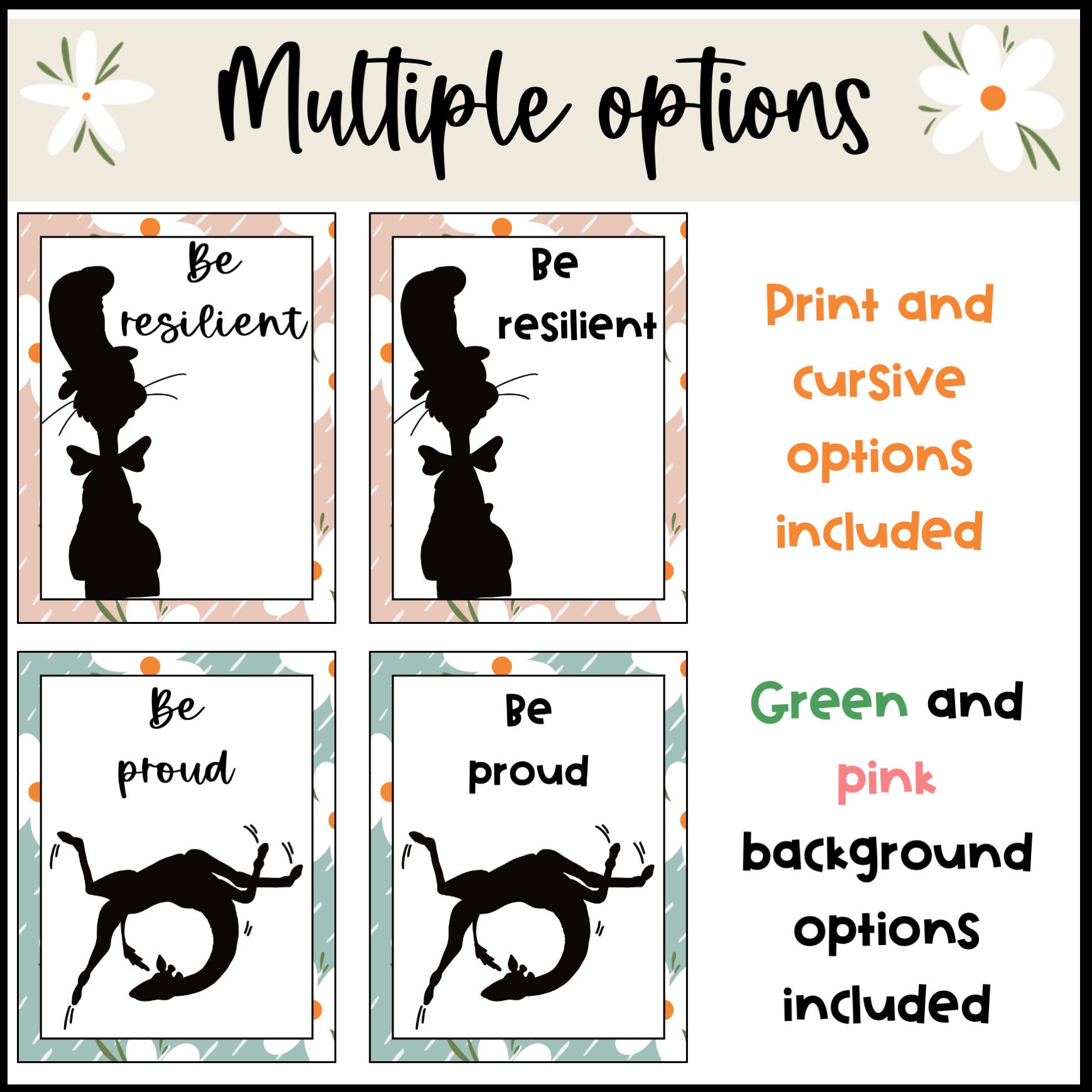 Retro Boho Daisy Classroom Library Posters With Book Character ...