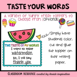 Taste Your Words Kindness SEL Bulletin Board Idea Book Companion - Etsy