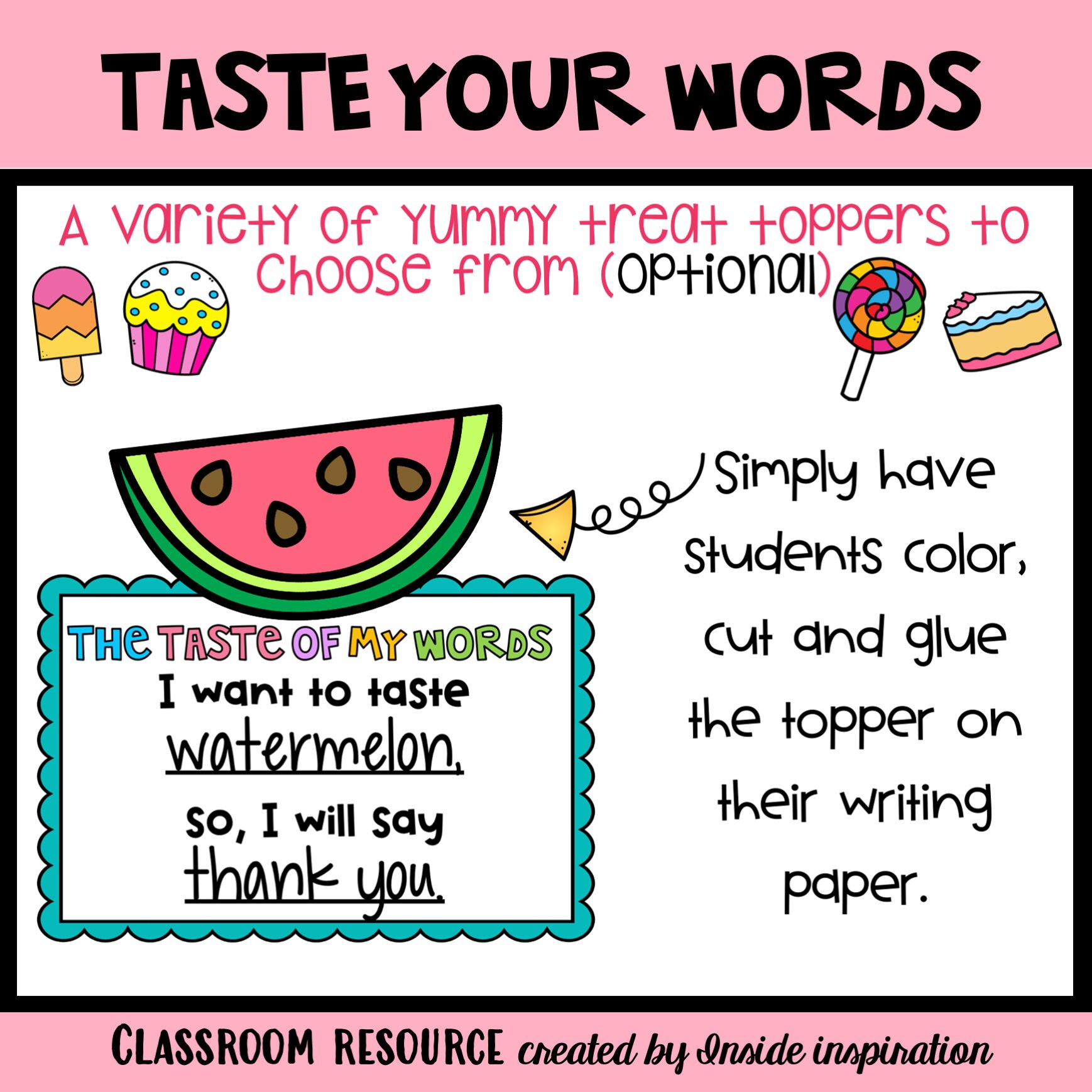 Taste Your Words Kindness SEL Bulletin Board Idea Book Companion - Etsy