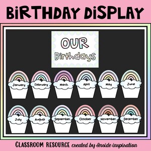 Pastel Rainbow Birthday Display - Happy Birthday Bulletin Board ...