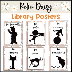 Retro Boho Daisy Classroom Library Posters With Book Character ...