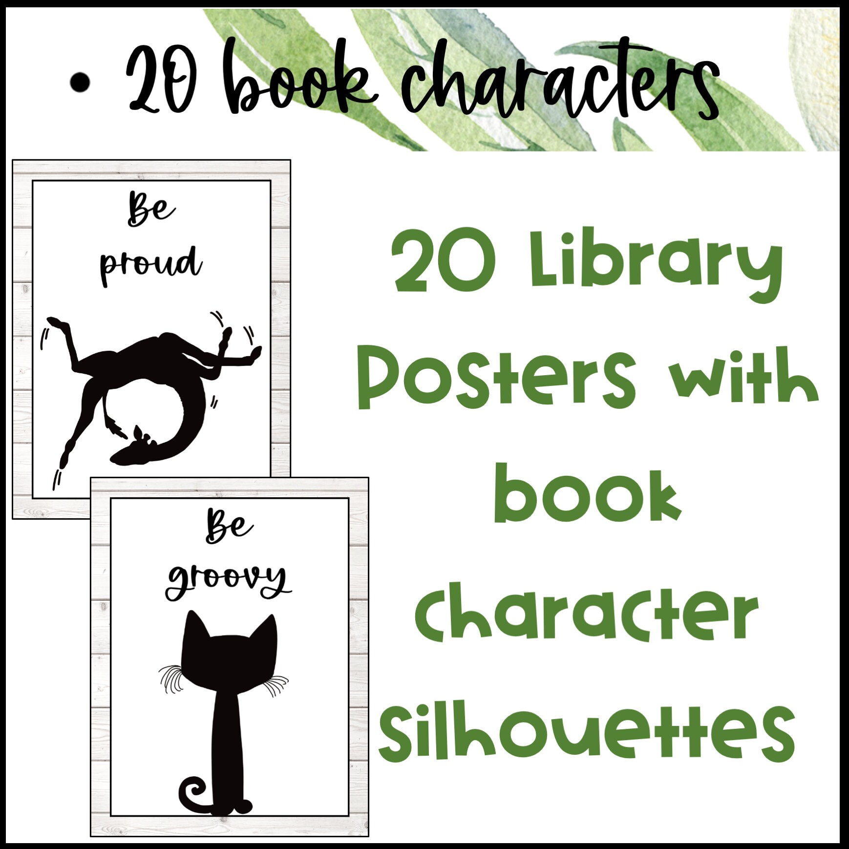 Modern Farmhouse Classroom Library Posters With Book Character ...