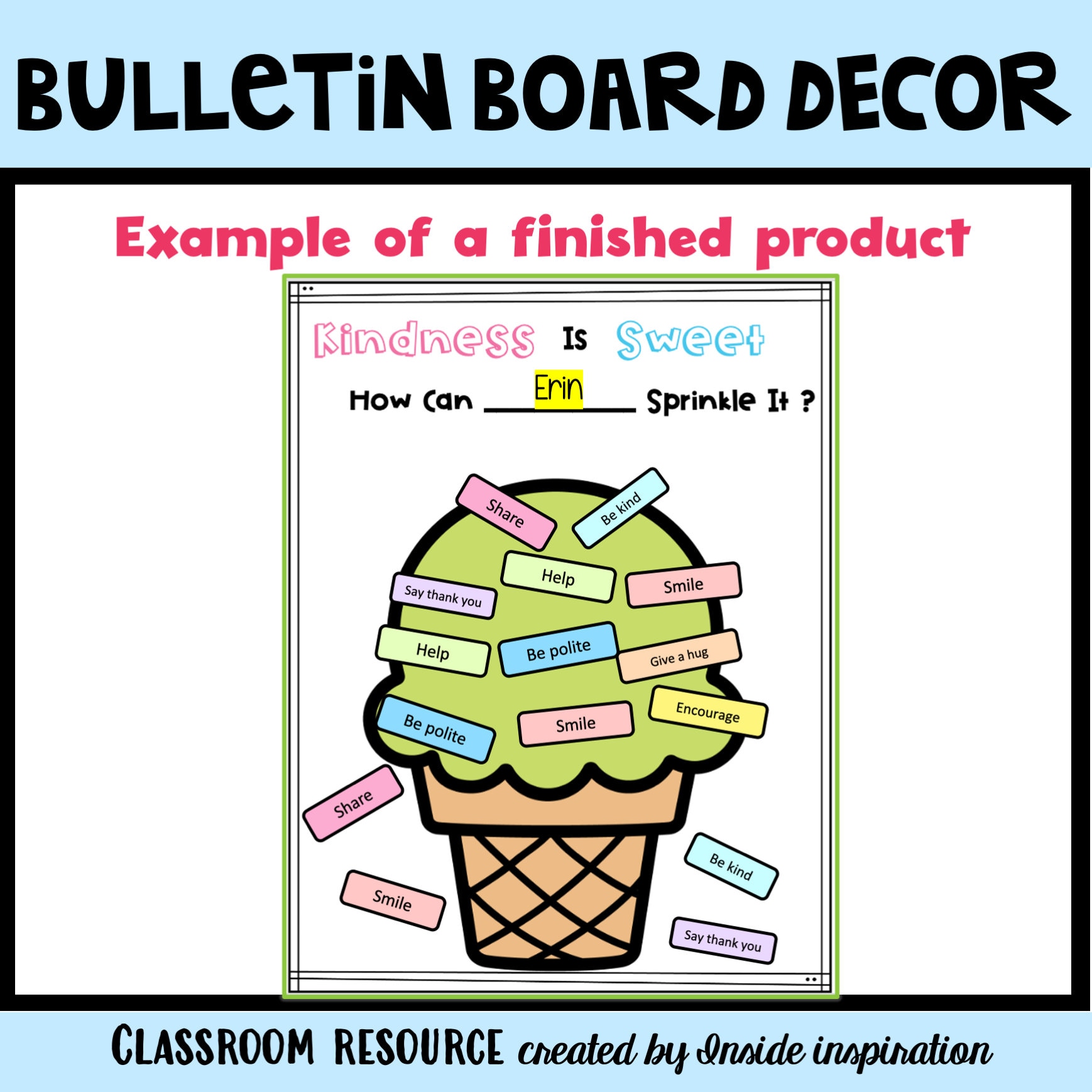 Kindness SEL Bulletin Board Idea Ice Cream Themed - Etsy