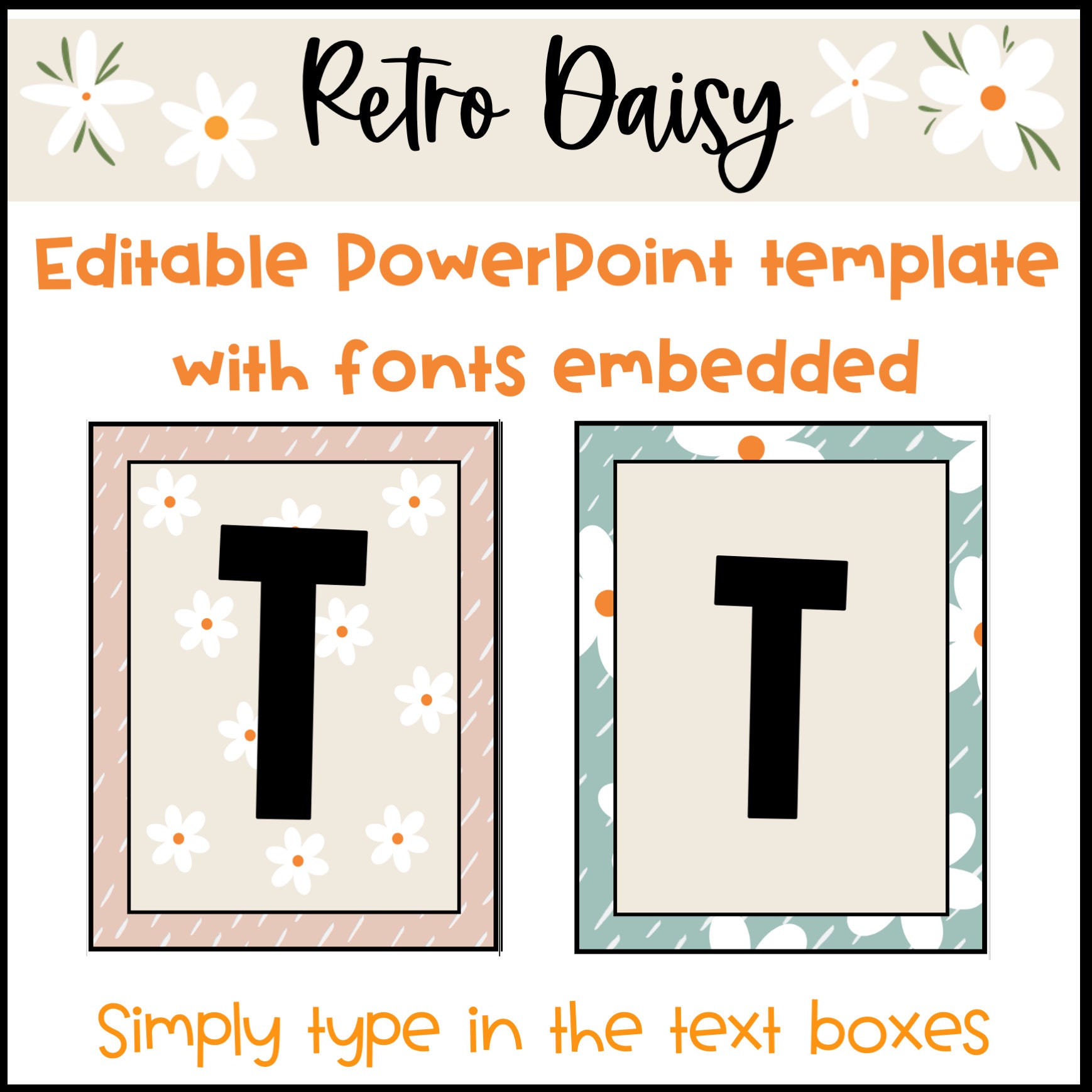 Retro Boho Daisy Themed Bulletin Board Letters Display Classroom ...