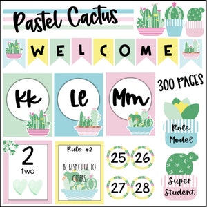 Pastel Cactus Classroom Decor, Calming Classroom Decor Printables ...