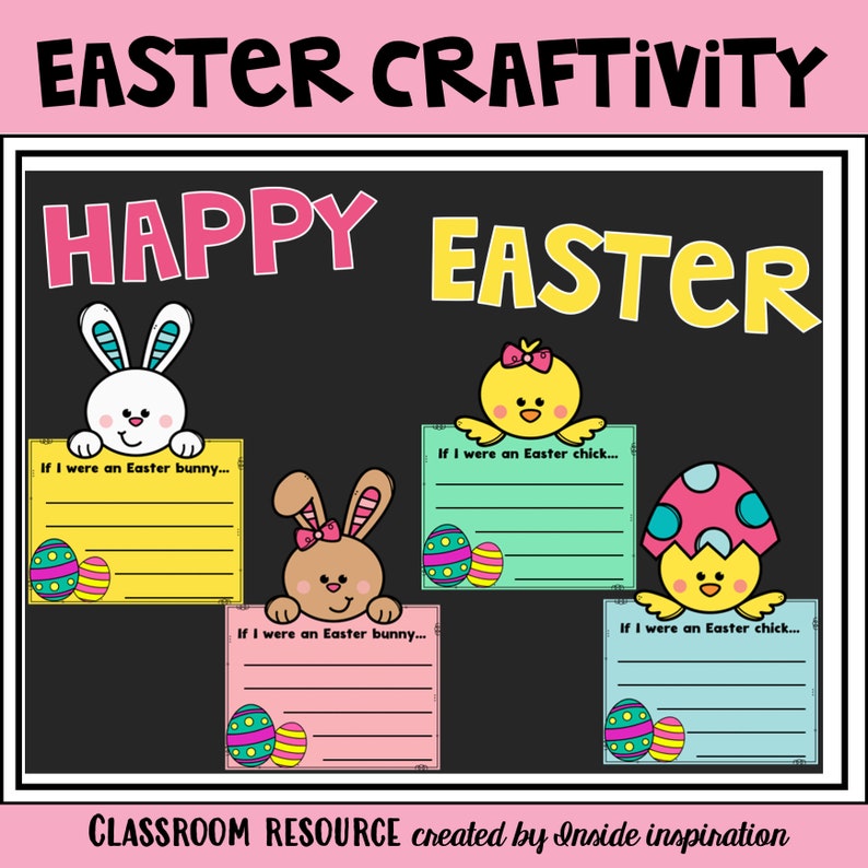 Easter Bunny and Chick Writing Craftivity Bulletin Board Idea - Etsy