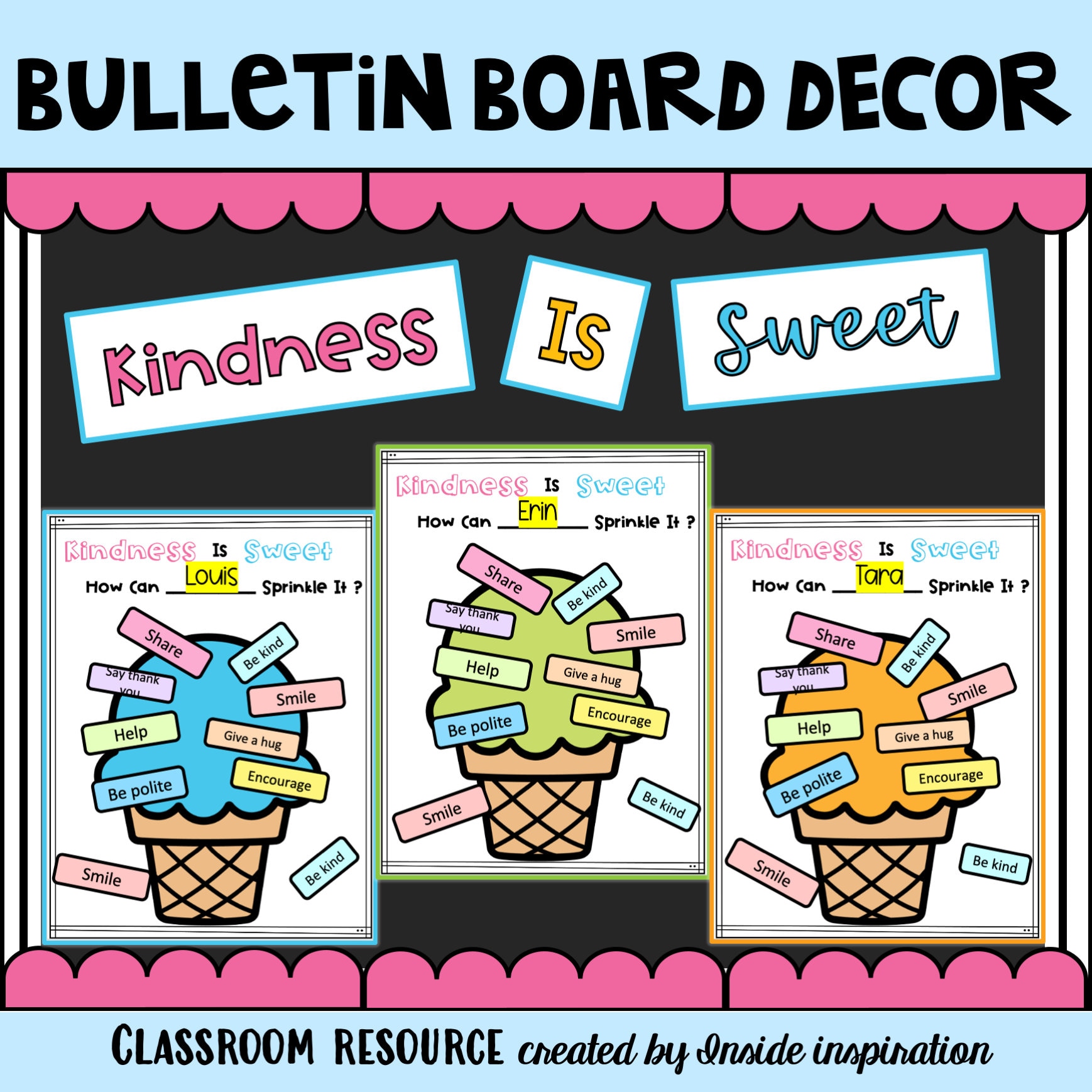 Kindness SEL Bulletin Board Idea Ice Cream Themed - Etsy