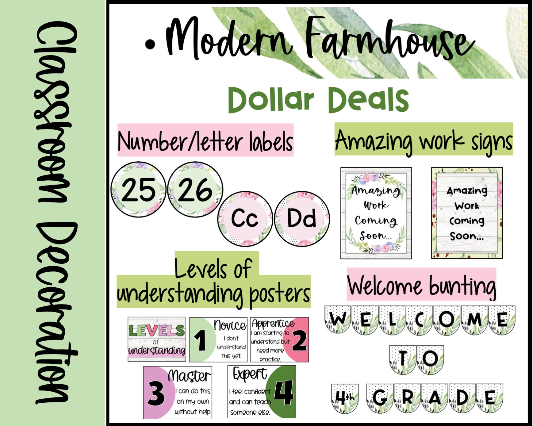Modern Farmhouse Calming Watercolor Classroom Decor Dollar - Etsy