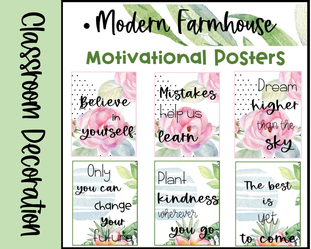 Modern Farmhouse Motivational Posters Calming Watercolor Classroom ...