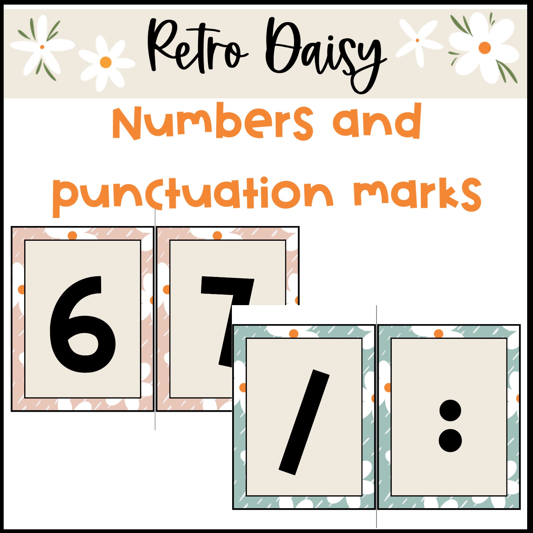 Retro Boho Daisy Themed Bulletin Board Letters Display Classroom ...