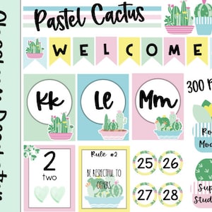 Pastel Cactus Classroom Decor, Calming Classroom Decor Printables ...