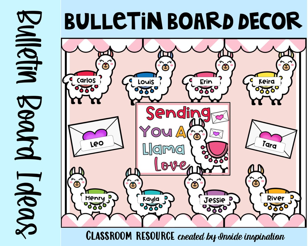 Valentine's Day Bulletin Board Sending You A Llama Love Door Decor - Etsy