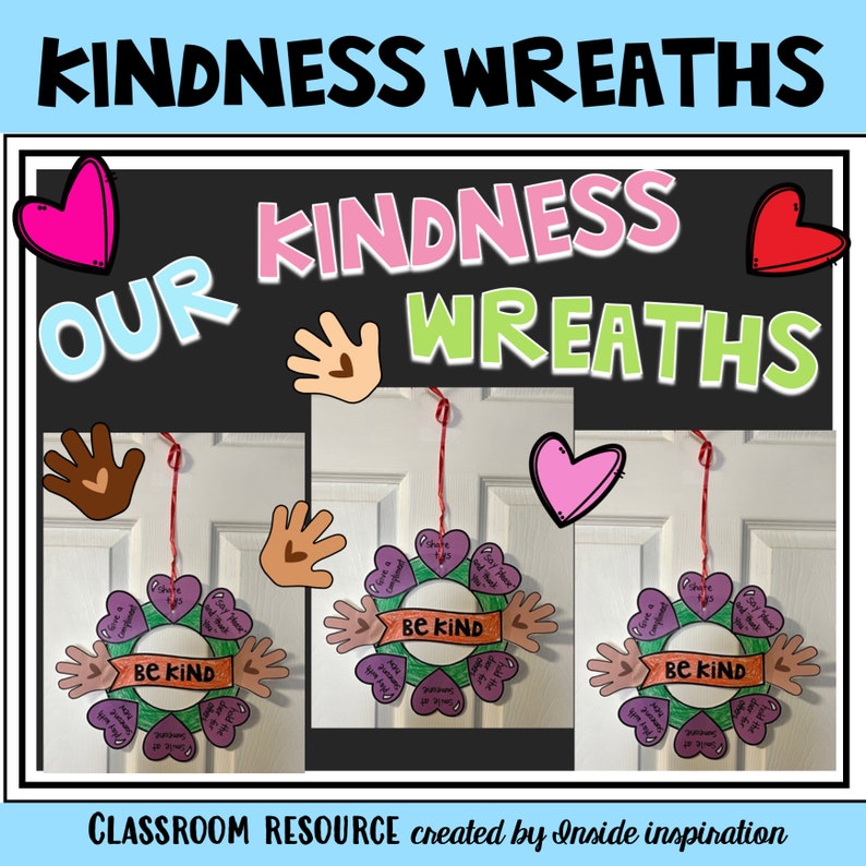 Kindness Wreaths Craft Kind Acts Bulletin Board Idea - Etsy