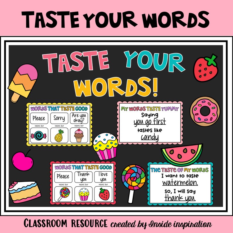 Taste Your Words Kindness SEL Bulletin Board Idea Book Companion - Etsy