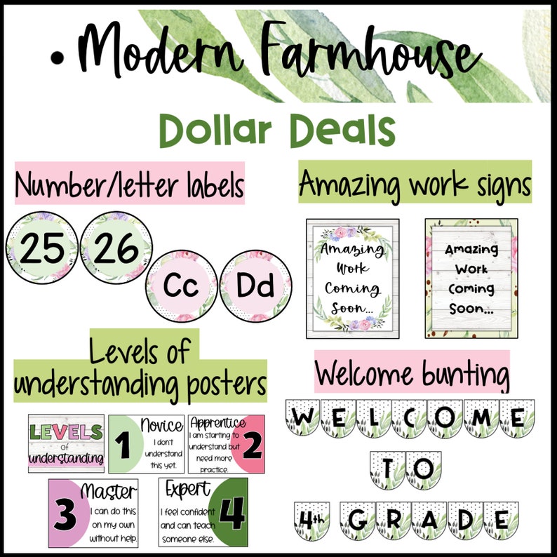 Modern Farmhouse Calming Watercolor Classroom Decor Dollar - Etsy
