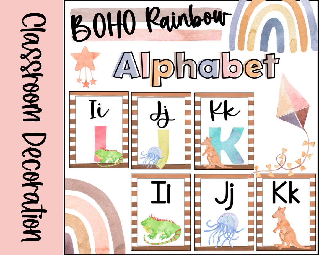 Boho Rainbow Alphabet Posters, Alphabet Posters, Classroom Decor, Boho ...