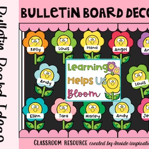 Back to School Bulletin Board Learning Helps Us Bloom Door Decor - Etsy