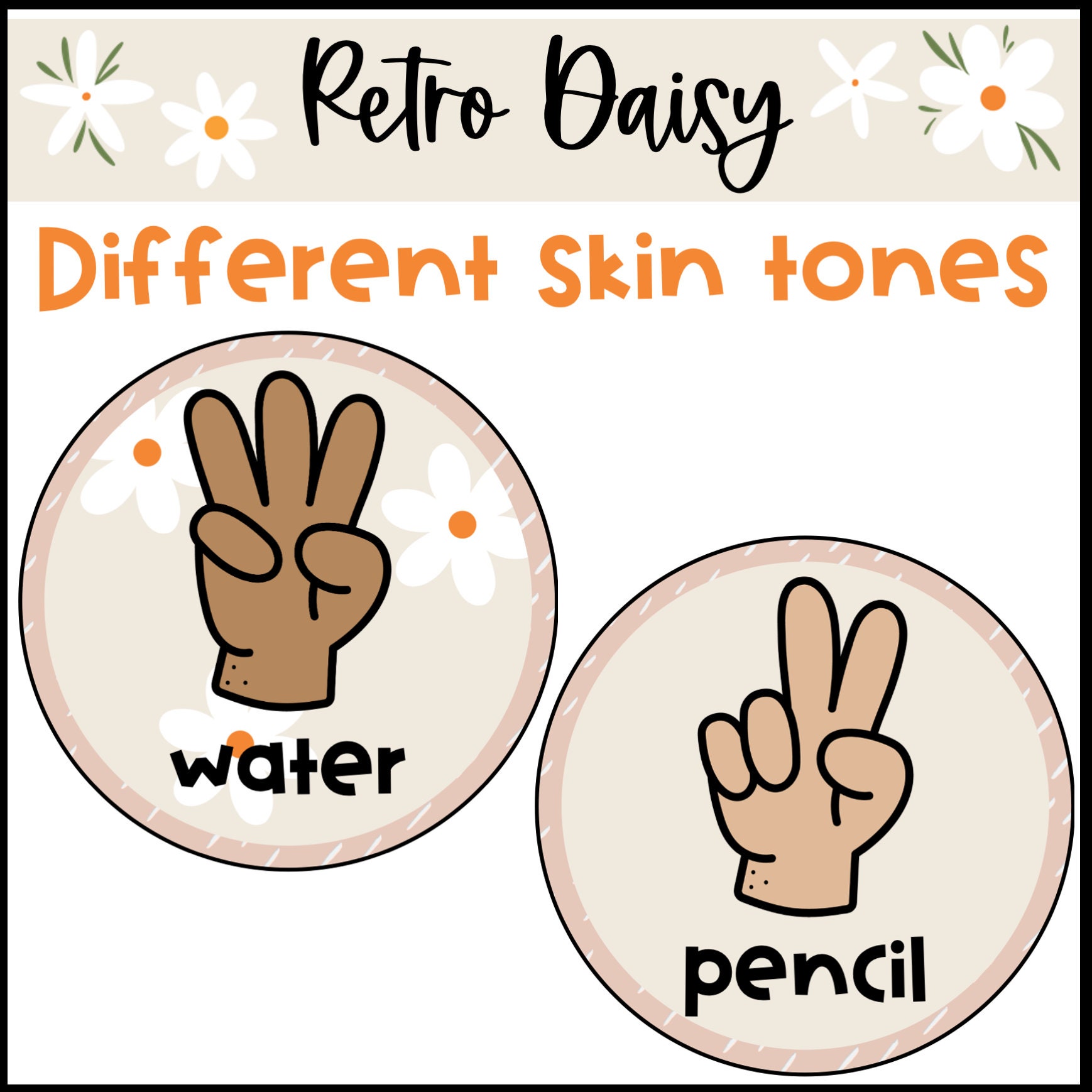 Retro Boho Daisy Themed Hand Signal Signs Calming Classroom Decor - Etsy