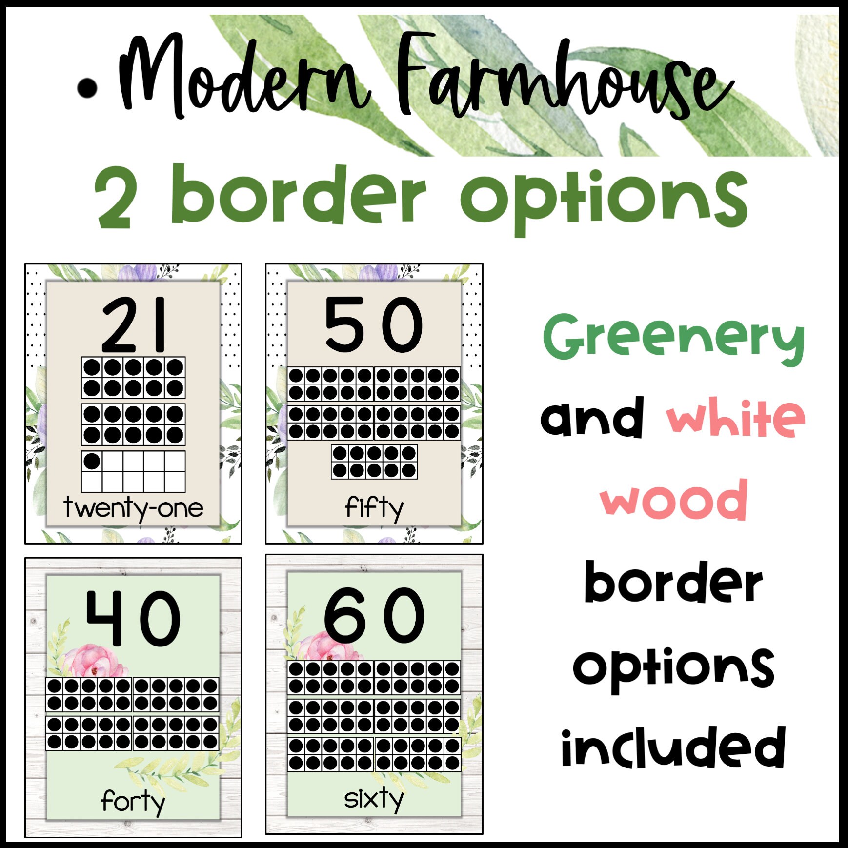 Modern Farmhouse Number Posters Calming Watercolor Classroom Decor - Etsy