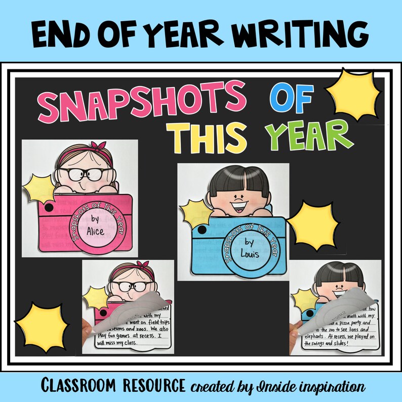 End of Year Writing Snapshots of This Year Camera Craftivity Bulletin ...