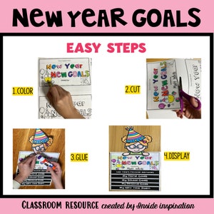 New Year New Goals Simple Writing Flip Book Bulletin Board Idea - Etsy