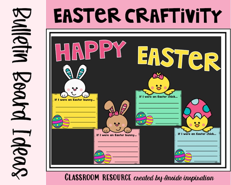 Easter Bunny and Chick Writing Craftivity Bulletin Board Idea - Etsy