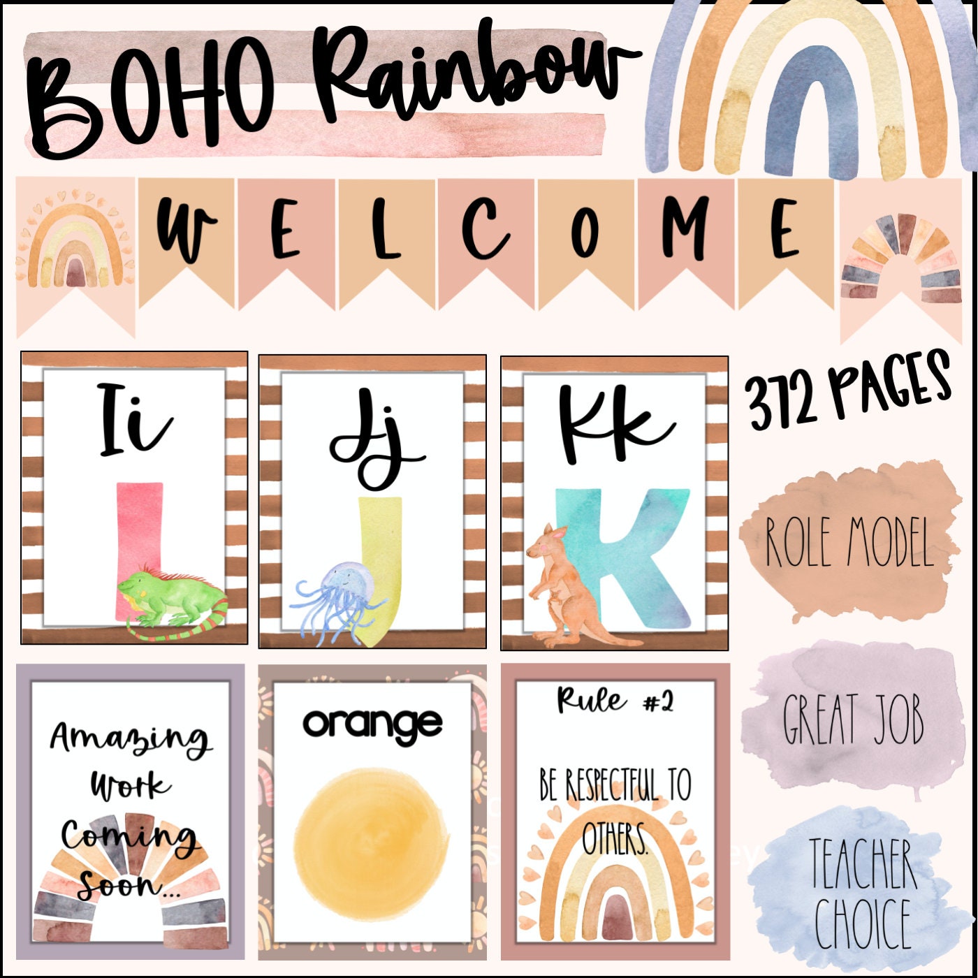 Boho Rainbow Classroom Decor Boho Rainbow Calendar Display - Etsy Australia