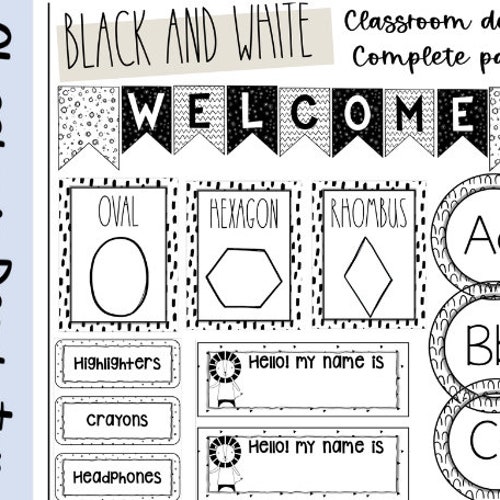 Editable Black And White Classroom Decor Minimalism Classroom Etsy