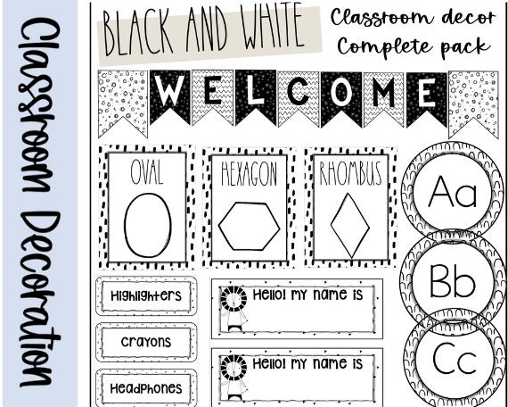 Editable Black And White Classroom Decor Minimalism Classroom Etsy