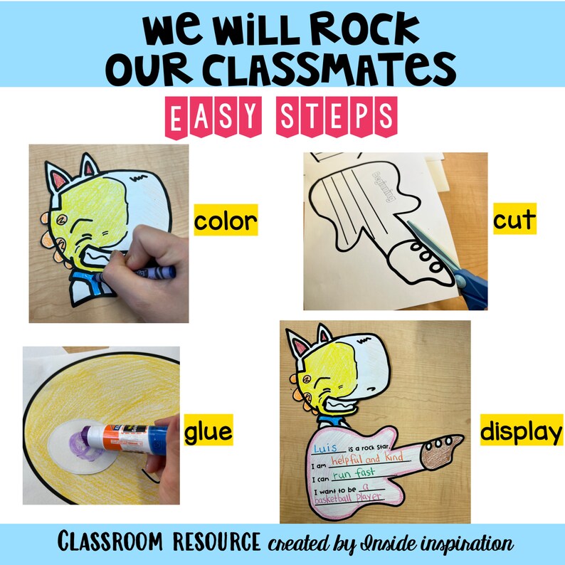 We Will Rock Our Classmates Craftivity Craft Bulletin Board Idea - Etsy