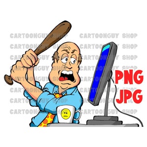 Computer Clip Art Angry Computer User PNG JPG Sublimation Cartoon Image ...