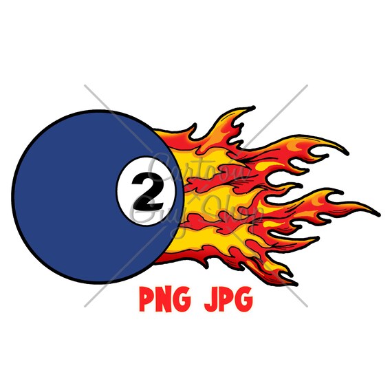 Flaming 2 Ball PNG JPG Cartoon Pool Ball Clipart Digital | Etsy