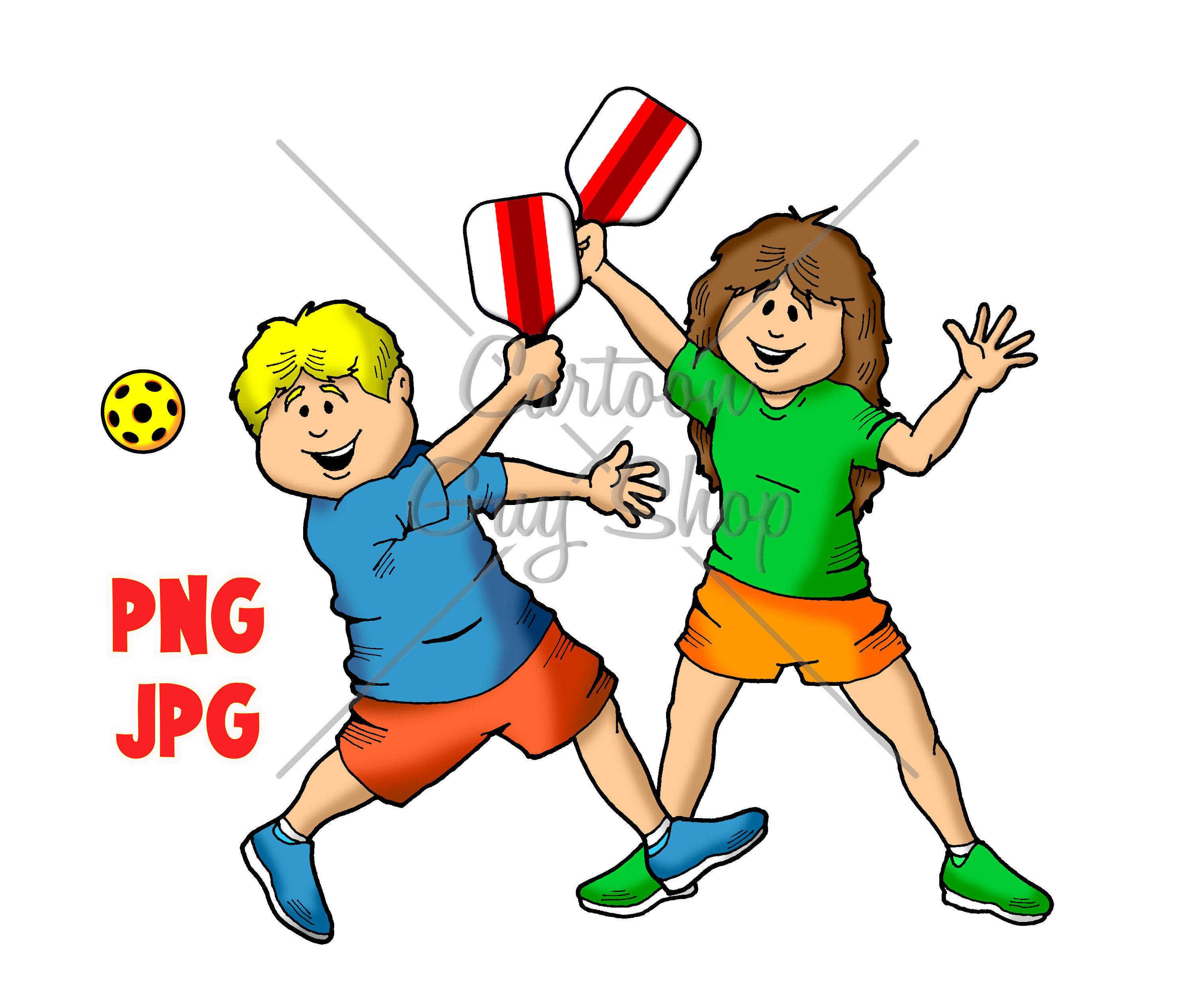 Pickleball Clipart Pickleball Kids PNG JPG Cartoon - Etsy India