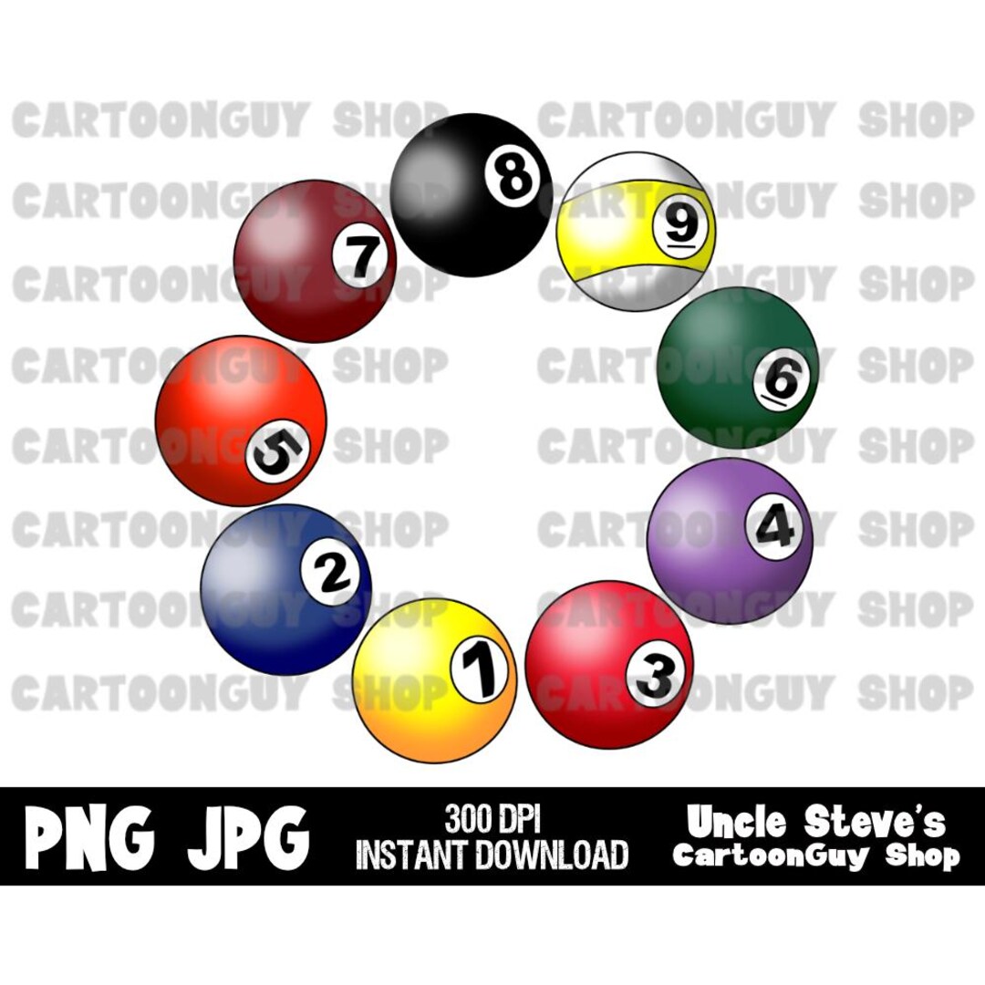 Billiards Clip Art - Number 9 Pool Ball Ring Graphic - PNG - JPG ...