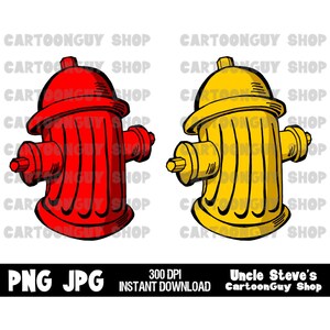 Fire Hydrant Clip Art: Red and Yellow Cartoon (digital Download) - Etsy