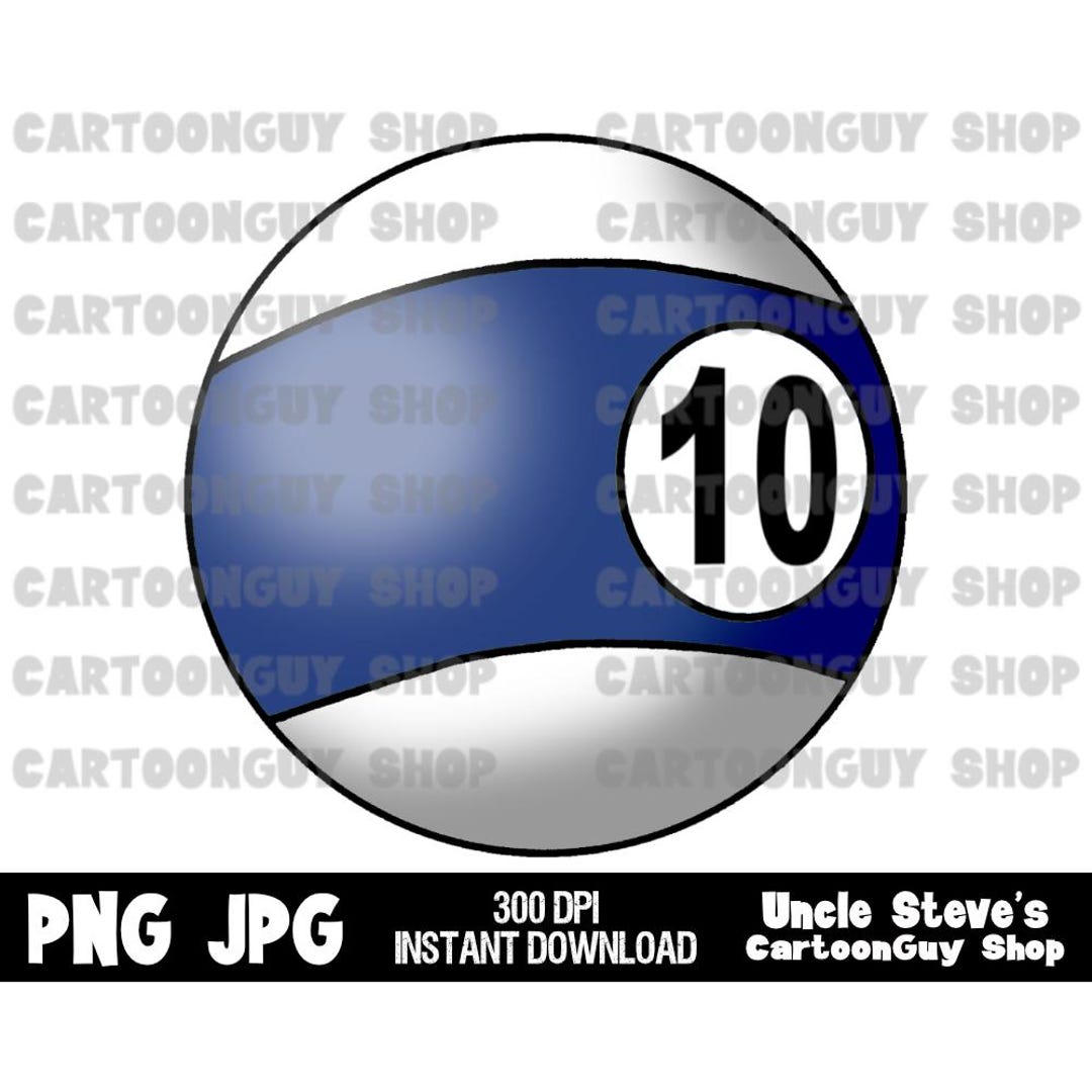 Billiards Clip Art - Number 10 Pool Ball - PNG - JPG - Sublimation ...