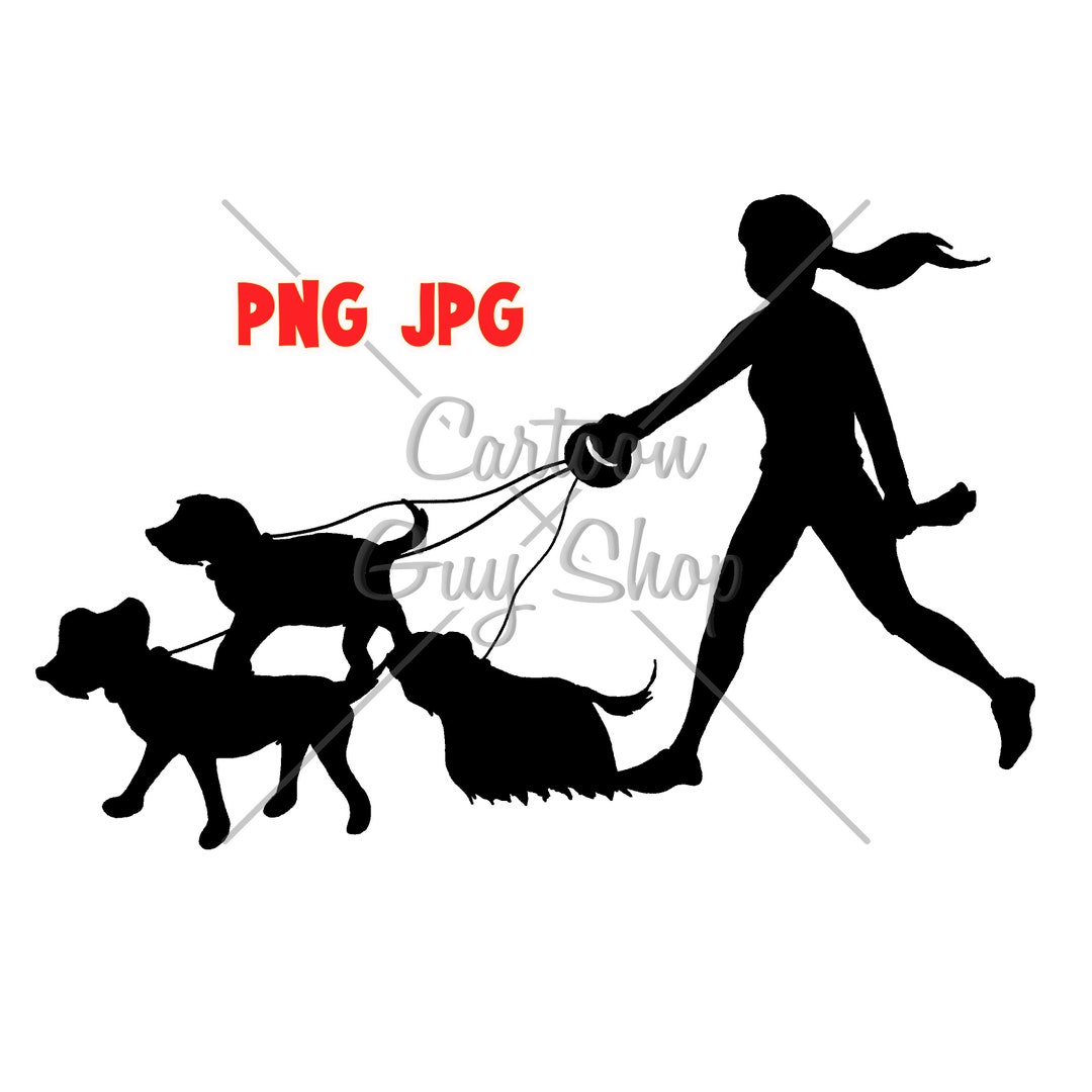 Dog Walker Clipart Walking Dogs PNG JPG Cartoon Image Icon Digital ...