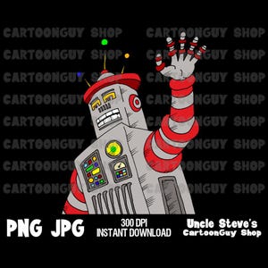 Robot Clip Art - Waving Robot - Android - PNG - JPG - Sublimation ...
