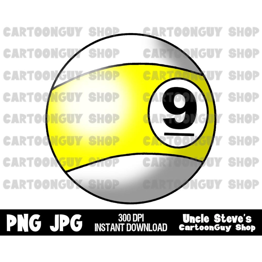 Billiards Clip Art - Number 9 Pool Ball - PNG - JPG - Sublimation ...