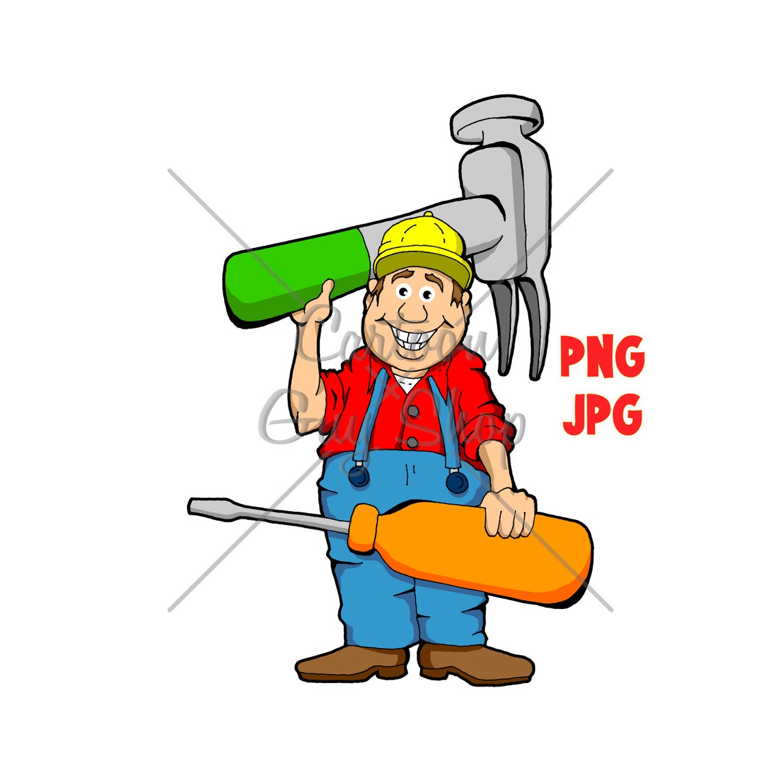 Cartoon Handyman PNG JPG Cartoon Handyman Clipart - Etsy