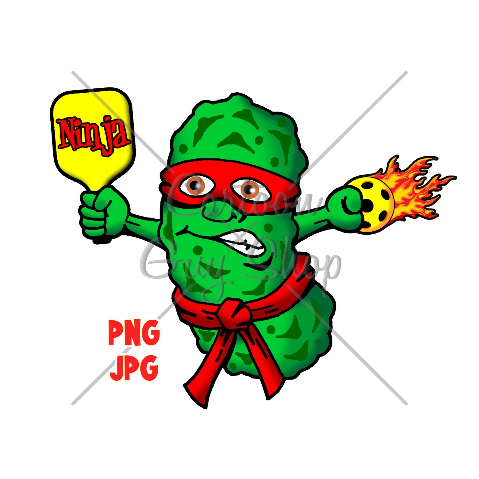 Pickleball Clipart Ninja Pickleball PNG JPG Cartoon - Etsy