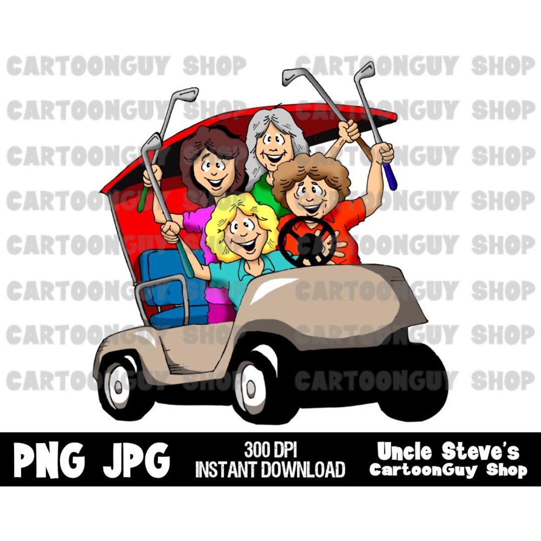 Golf Clip Art - Lady Golfers in a Golf Cart - PNG - JPG - Sublimation ...